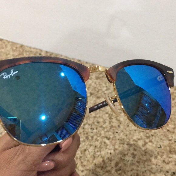 Ray-Ban | Accessories | Rayban Clubmaster Blue Flash Lens Sunglas ...